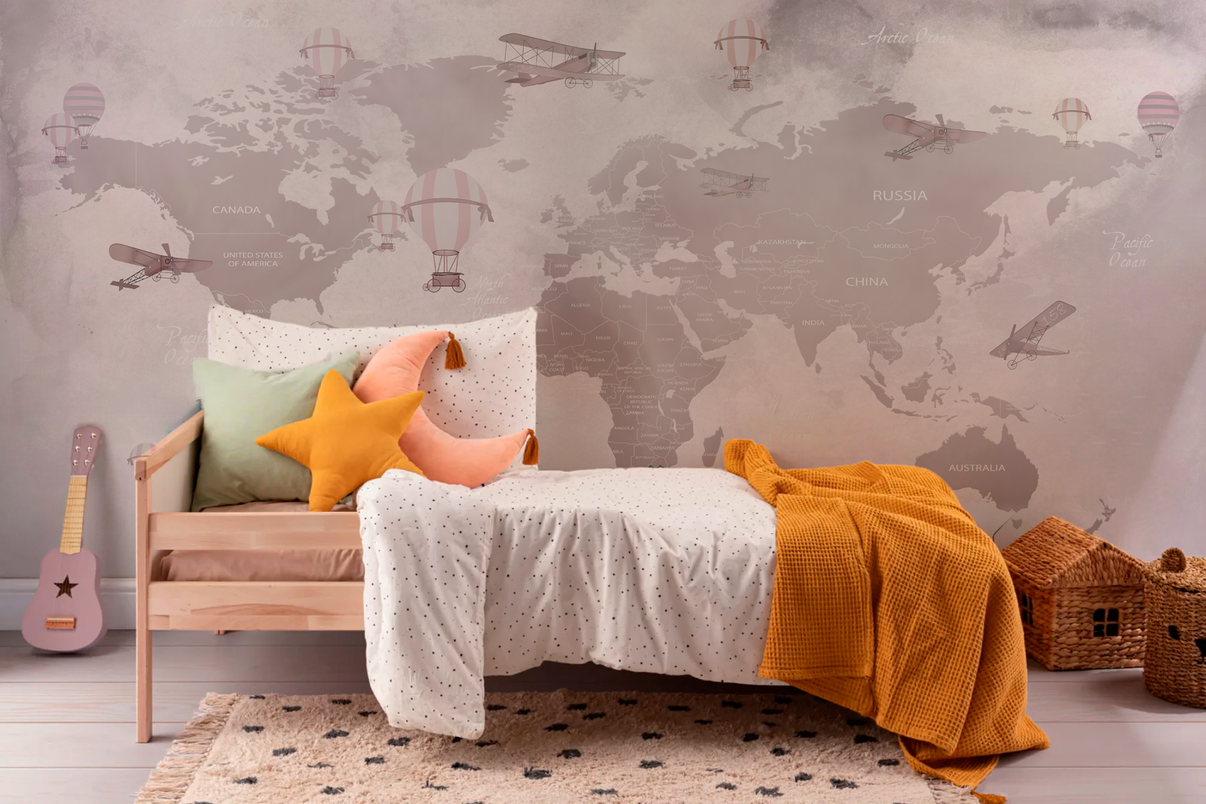 Mapa mundi rosa – Muro y Papel